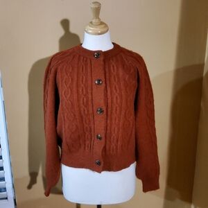 Chaps | Sweaters | Chaps Rust Cable Knit Cardigan With Large Buttons ...
